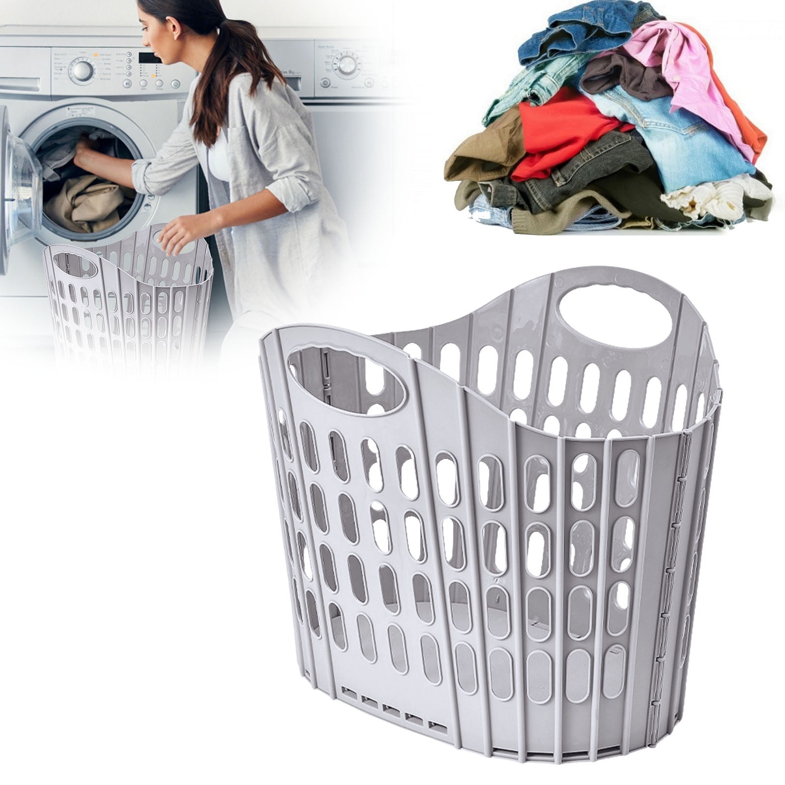 Collapsible Laundry Basket Foldable Storage Hamper for Clothes, Toys ...