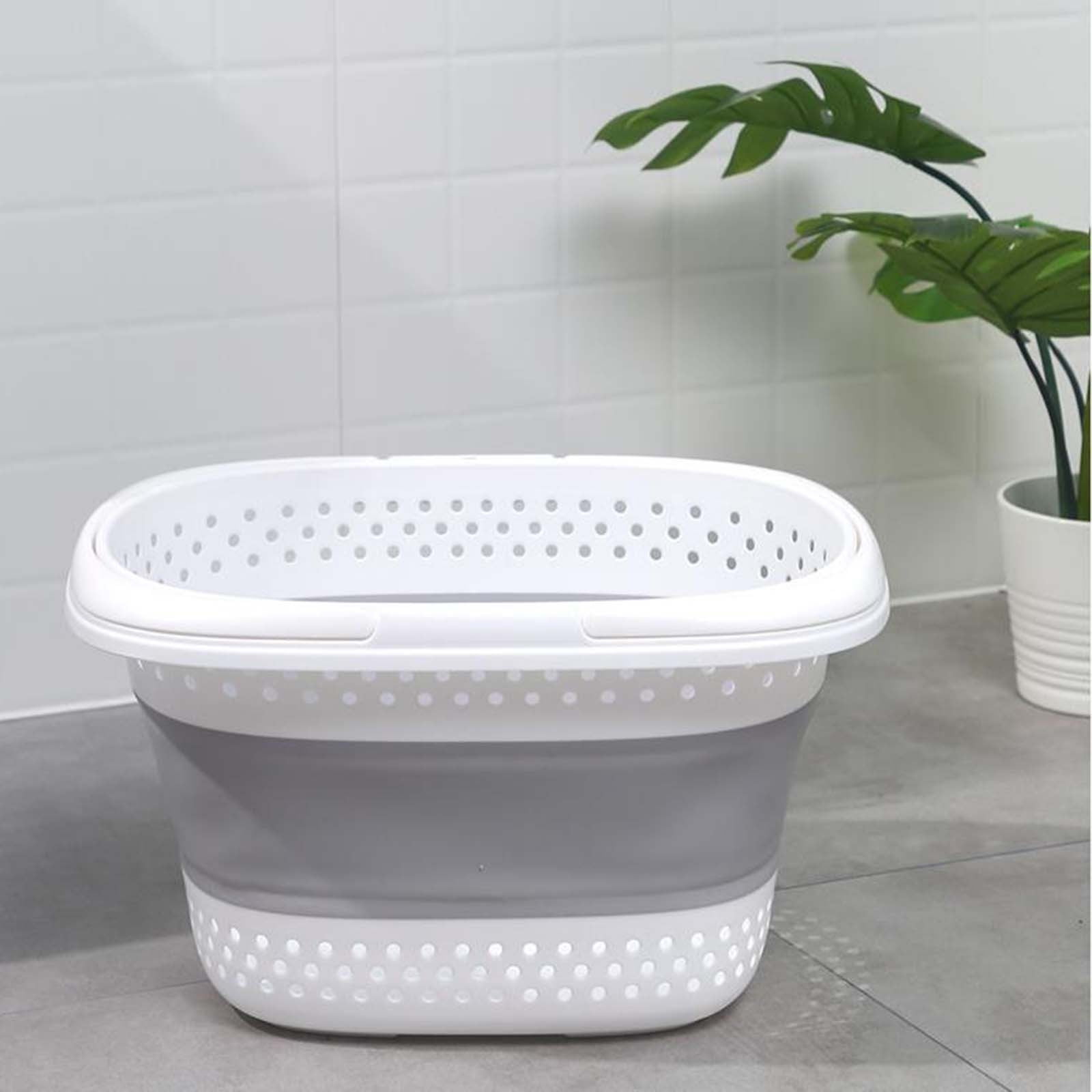 Collapsible Laundry Basket, Plastic Foldable Up Laundry Hamper,Portable ...