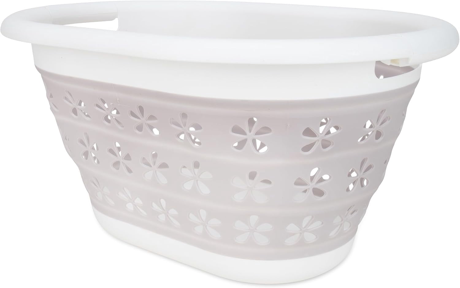 Collapsible Laundry Basket, Small, Taupe/White - Pop Open Waterproof ...