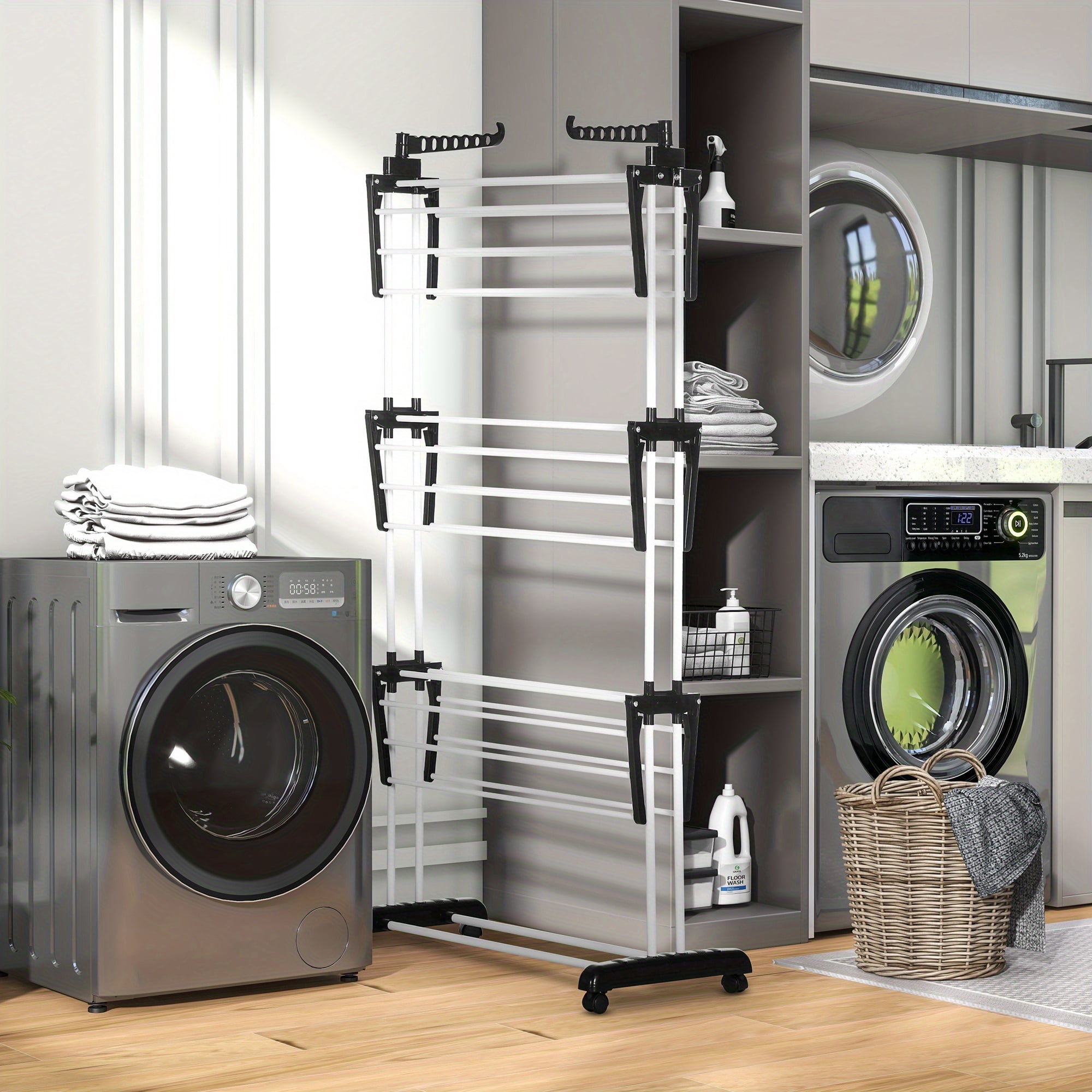 Collapsible Laundry Drying Stand, 4-Level Metal Racks for Air-Drying ...