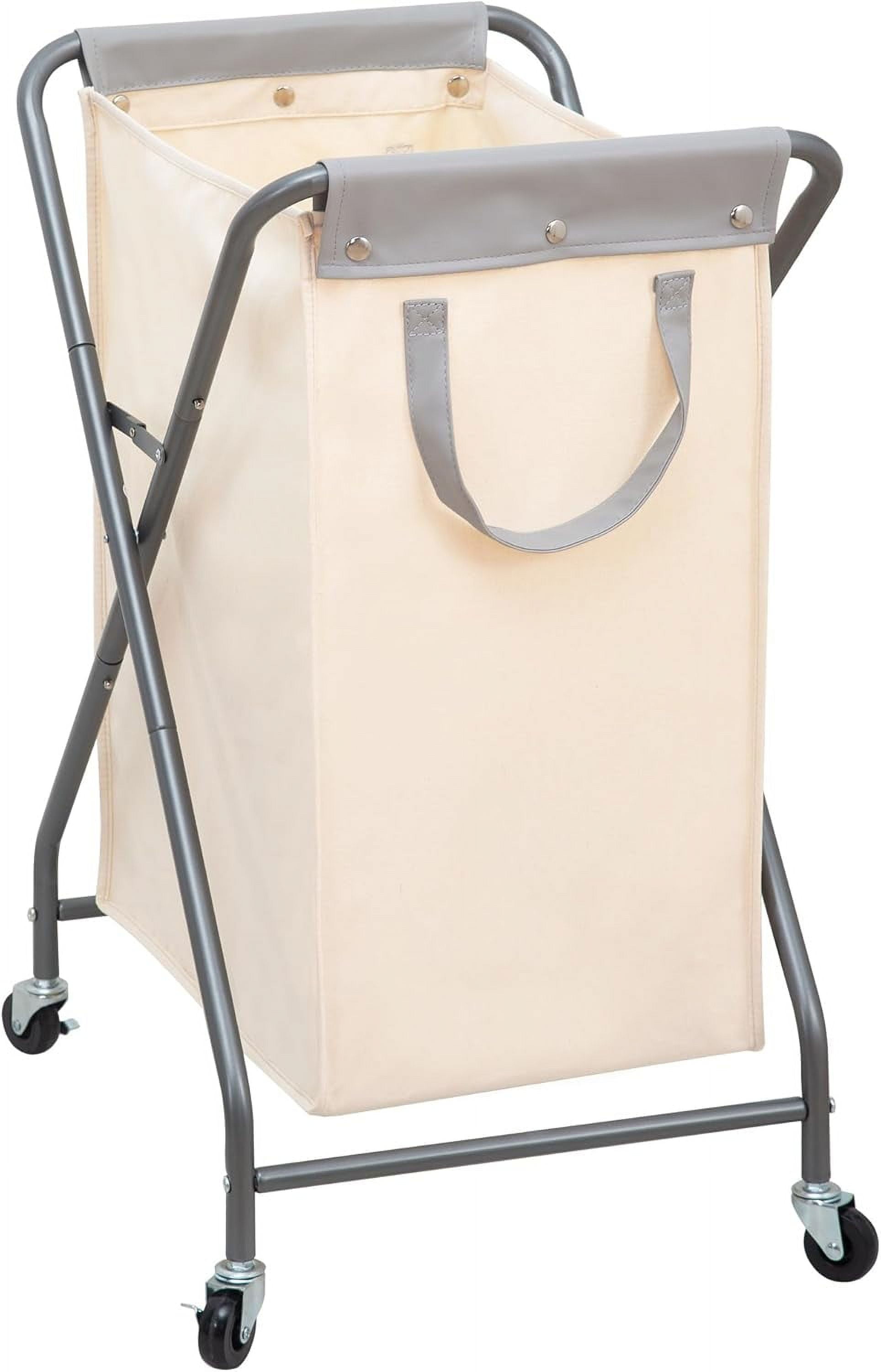 Collapsible Laundry Hamper with Wheels, Rolling Laundry Basket, Heavy ...