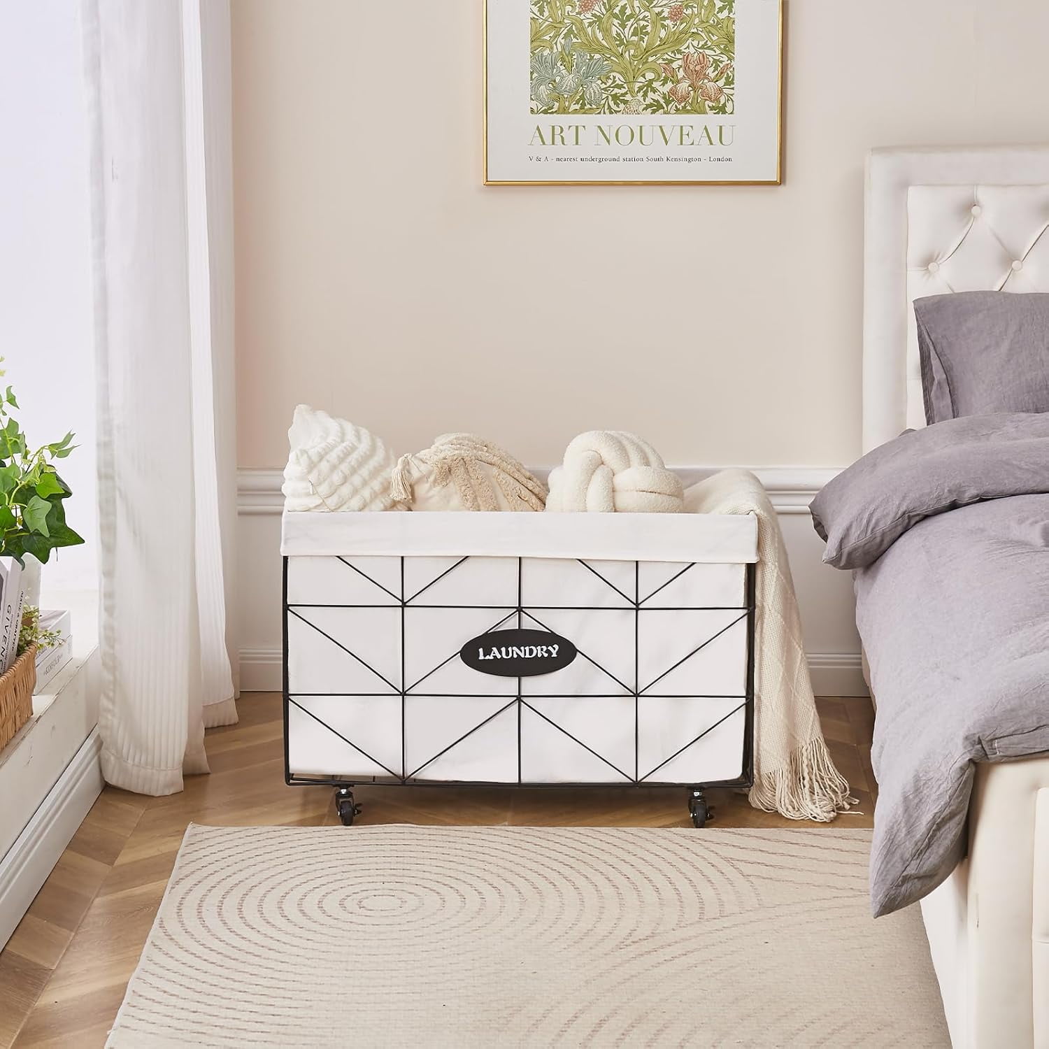 Collapsible Laundry Hamper with Wheels, 160L - LA - Black - Walmart.com