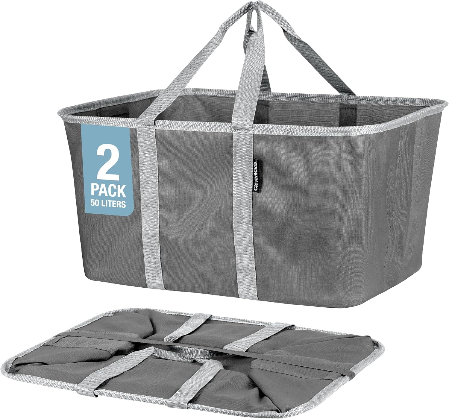 Collapsible Laundry Tote - Charcoal Gray 2-Pack 50L - Foldable Storage ...