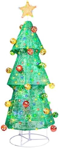 Collapsible Lighted Christmas Decorations Outdoor, 3.7Ft Pop Up ...
