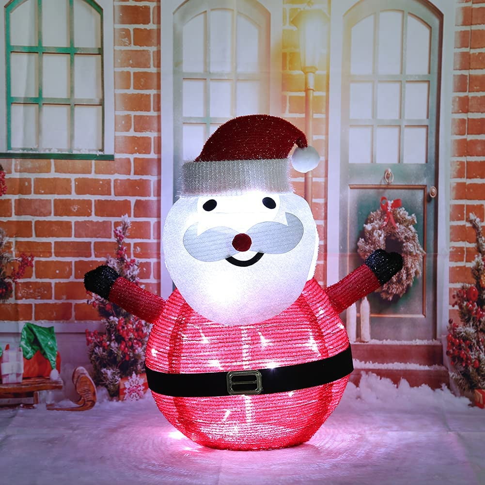 Collapsible Lighted Christmas Santa Claus, Pre-Lit LED Light Up Santa ...