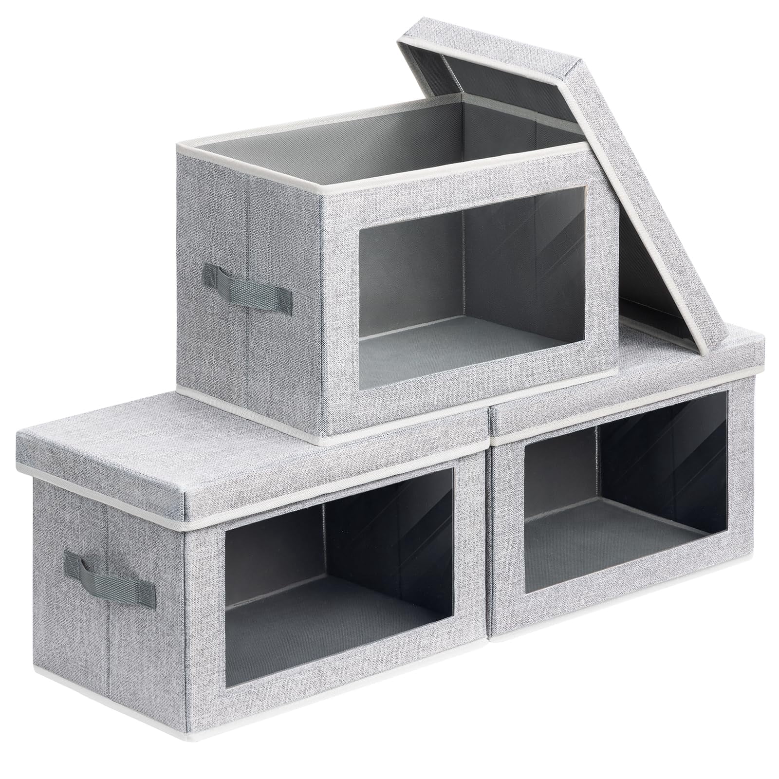 Collapsible Linen Closet Organizer Light Grey L(3-Pack) Storage Bins ...