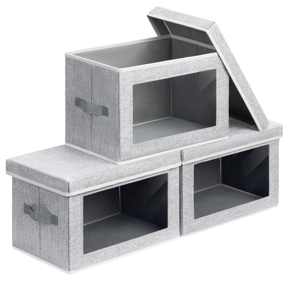 Collapsible Linen Closet Organizer Light Grey L(3-Pack) Storage Bins ...