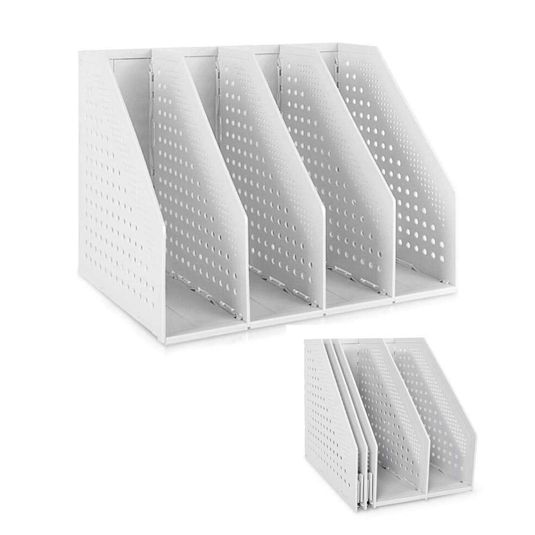 Collapsible Magazine Holder Plastic Desktop 4 Compartment File Desk ...