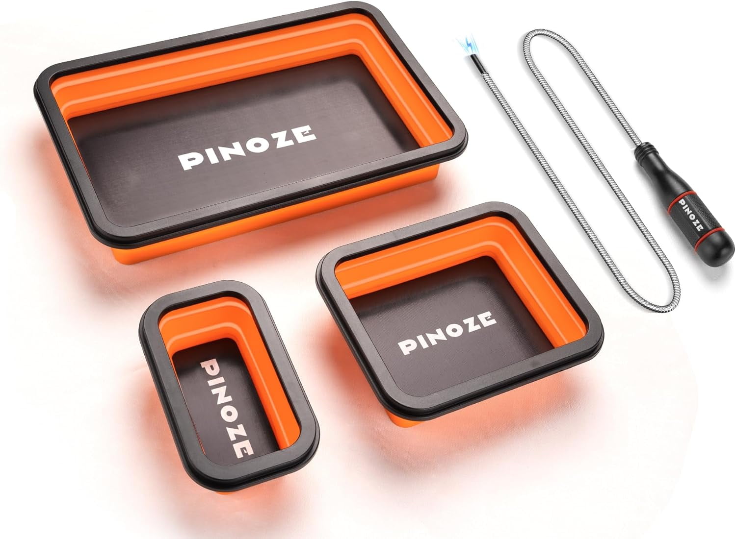 Collapsible Magnetic Parts Organizer Trays & 12" Flexible Magnetic ...