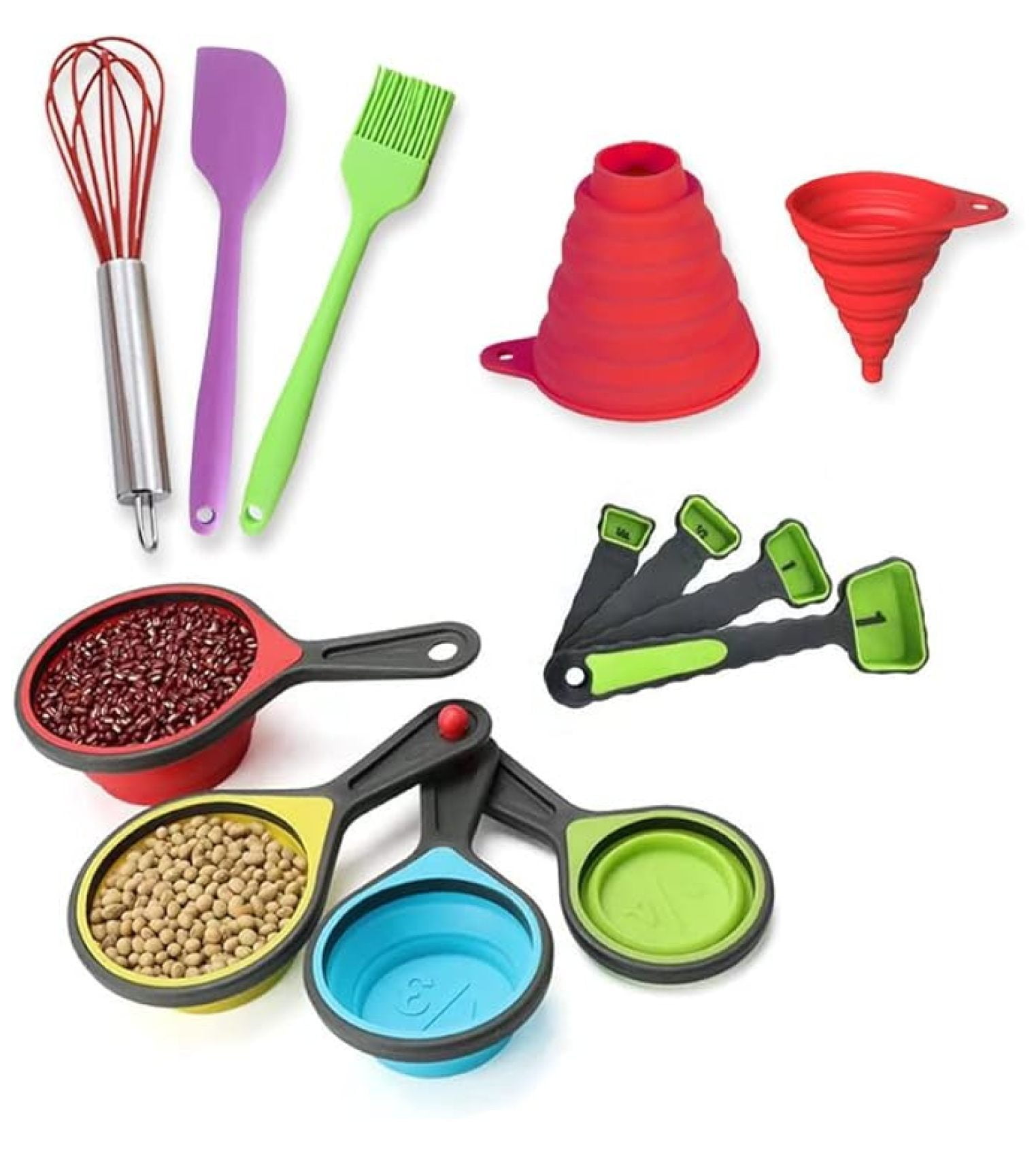 Collapsible Measuring Cups and Spoons Set,Markings for Liquid & Dry ...