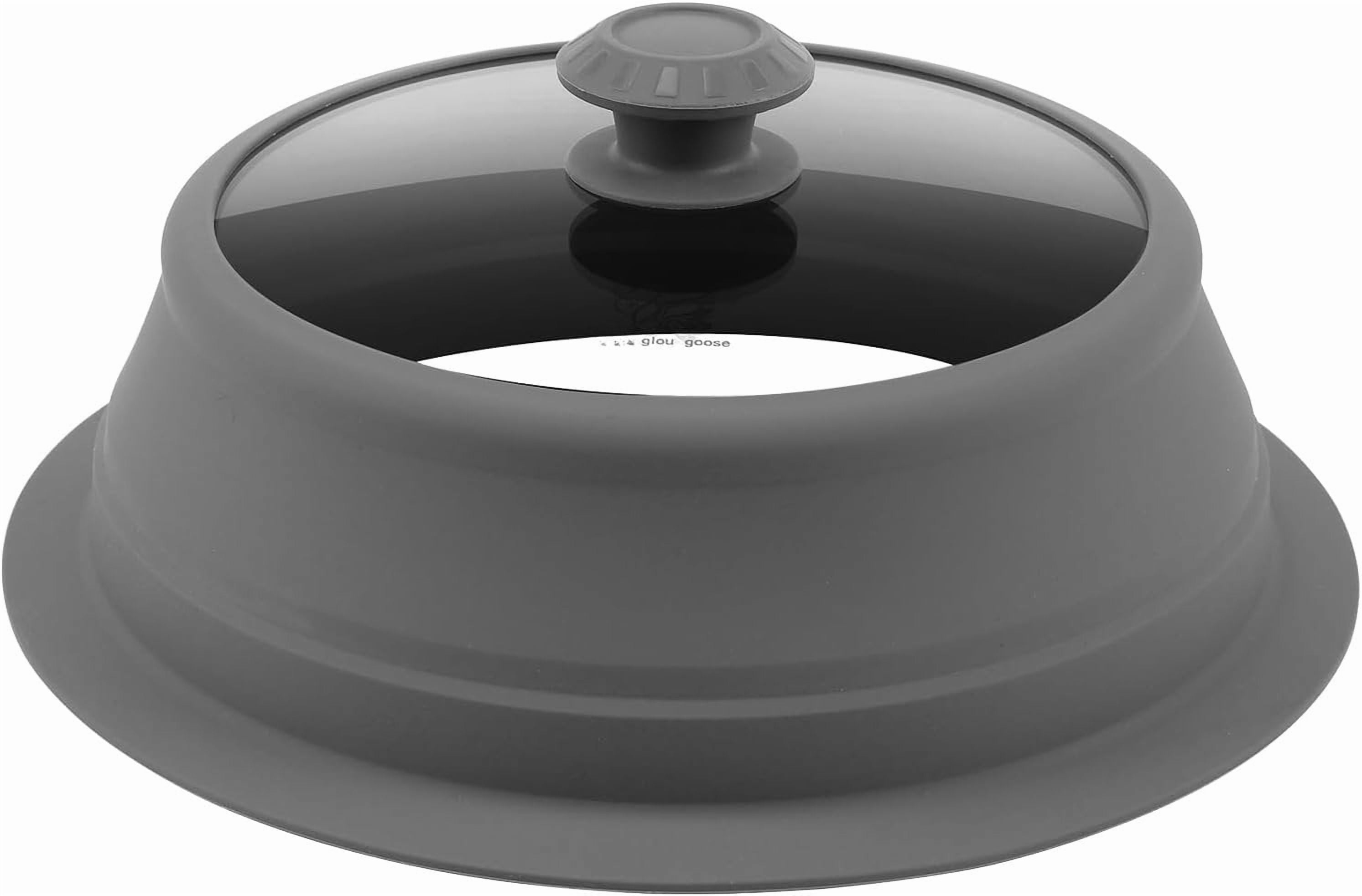 Collapsible Microwave Splatter Lid with Vented Tempered Glass Cover Wok ...