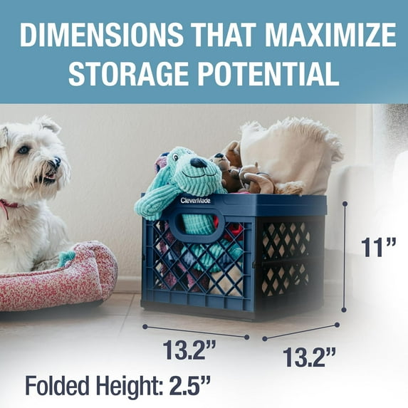 Collapsible Milk Crate, Ocean, 3PK - 25L (6 Gal) Stackable Storage Bins ...