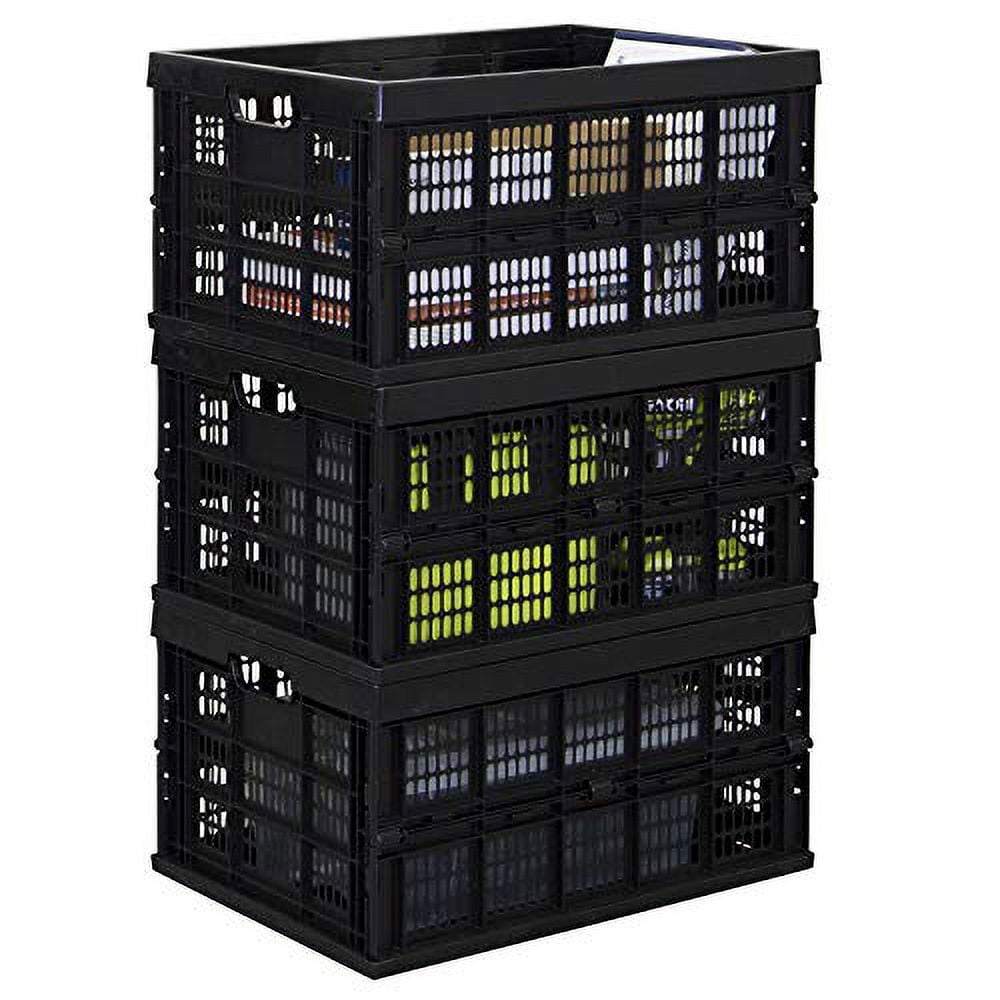 Collapsible Milk Crates | 49 Liter Stackable Storage Bins | Set of 3 ...