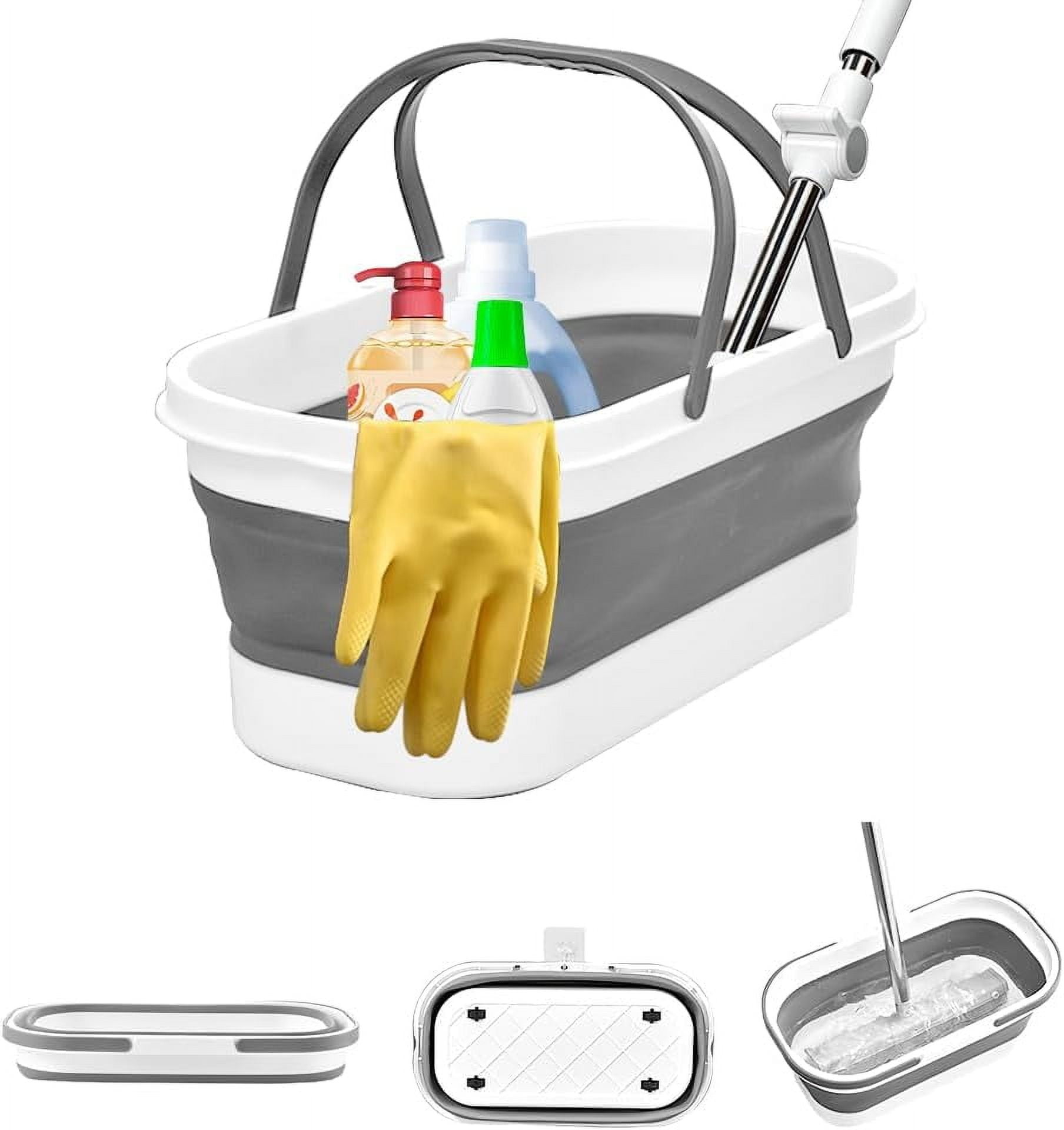 Collapsible Mop Bucket Basin Tub with Handle and Wheels, 12L (3.2 ...