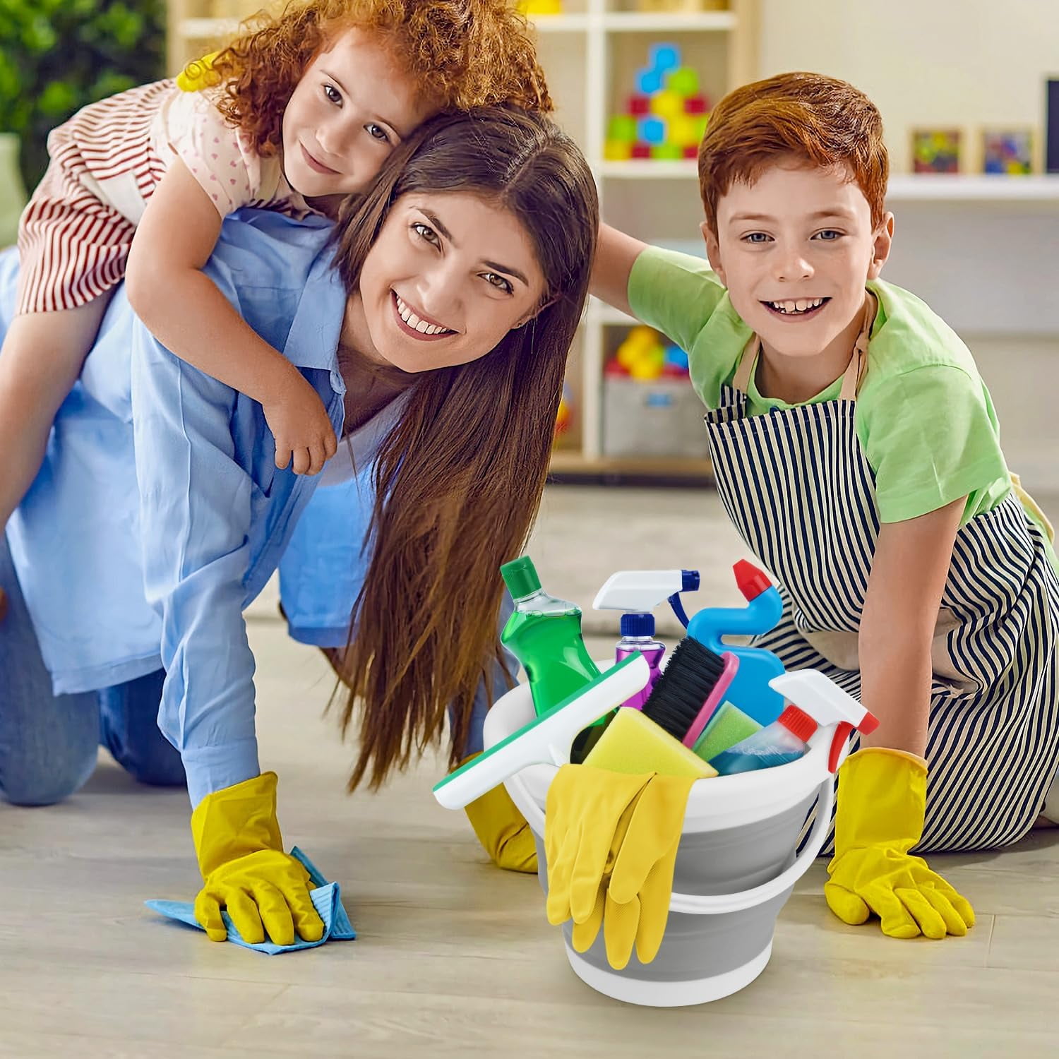 Collapsible Mop Bucket and Ice Bucket-5L(1.3 Gallon) Household Cleaning ...