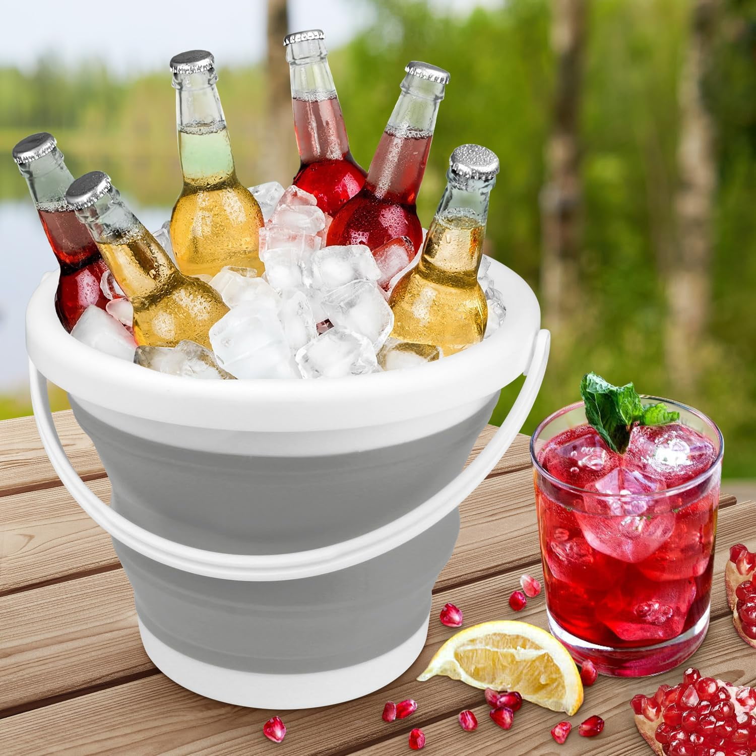 Collapsible Mop Bucket and Ice Bucket, Household Cleaning Silicone Dust ...
