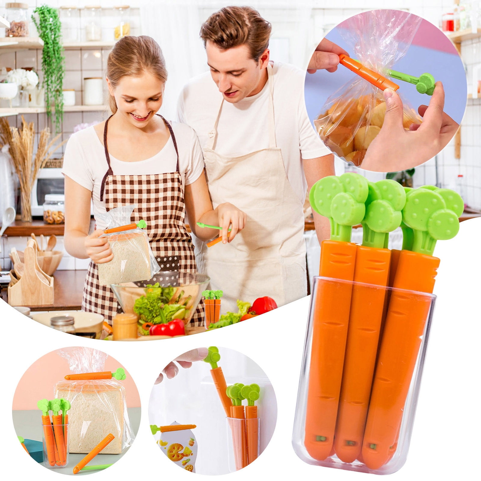 Carrot Food Bag Sealing Clips | Magnetic Snack Sealers with Flip Dust ...
