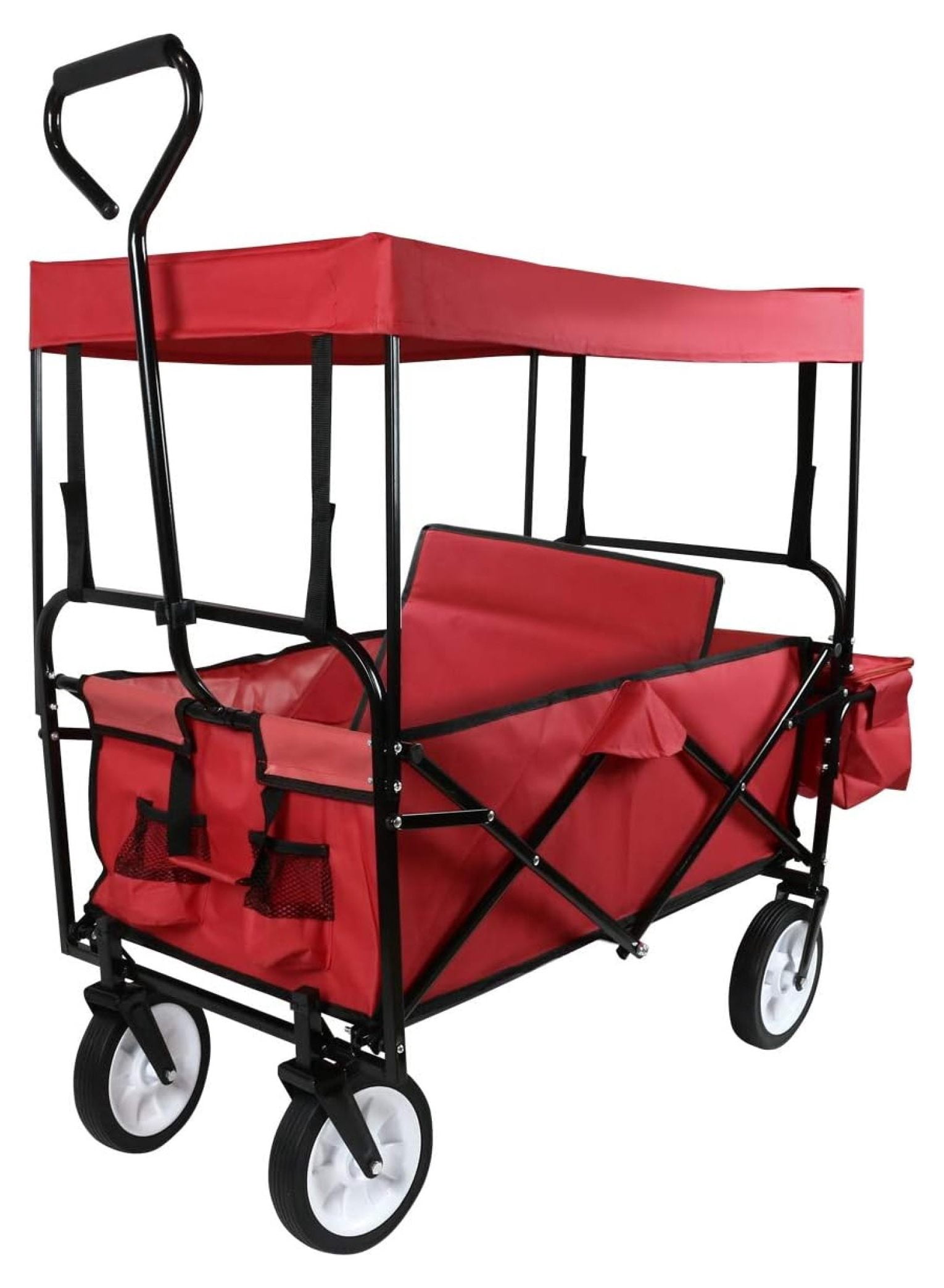 Collapsible Outdoor Utility Lightweight Wagon Cart with Top Canopy ...