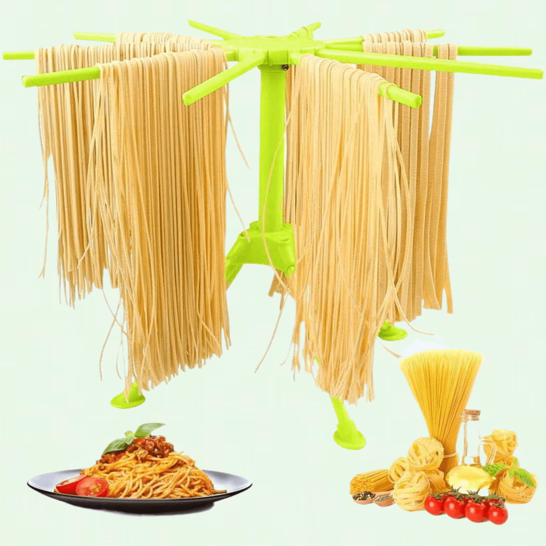 Collapsible Pasta Drying Rack with 10 Arm Handles and 4 Legs, Spaghetti ...