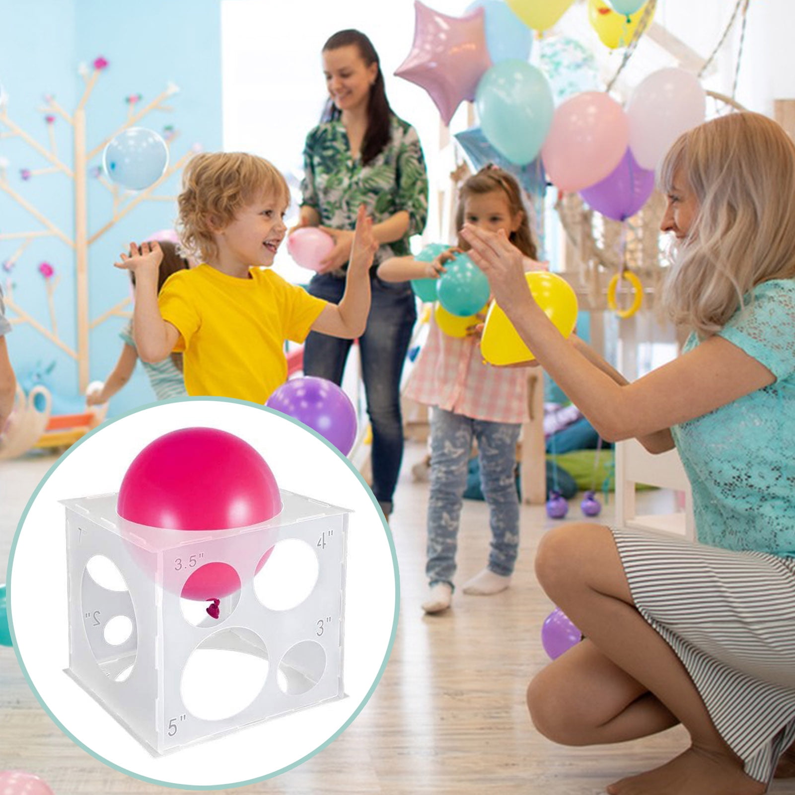 Collapsible Plastic Balloon Sizer Box Cube Measure with Ease 11 Holes ...