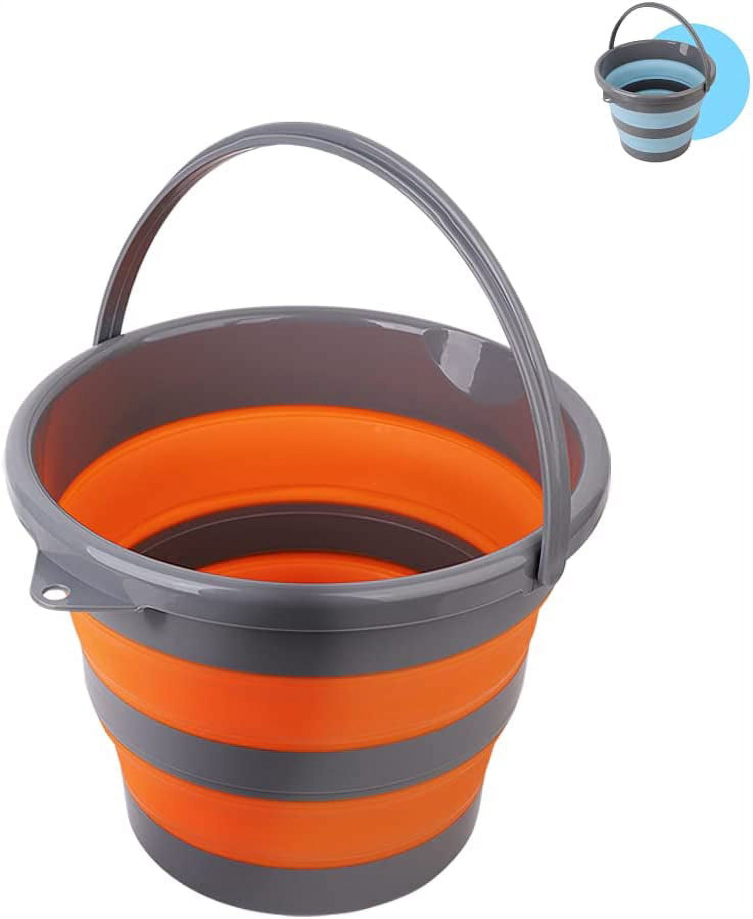 Collapsible Plastic Bucket with 2.6 Gallon (10L). Foldable Round Tub ...