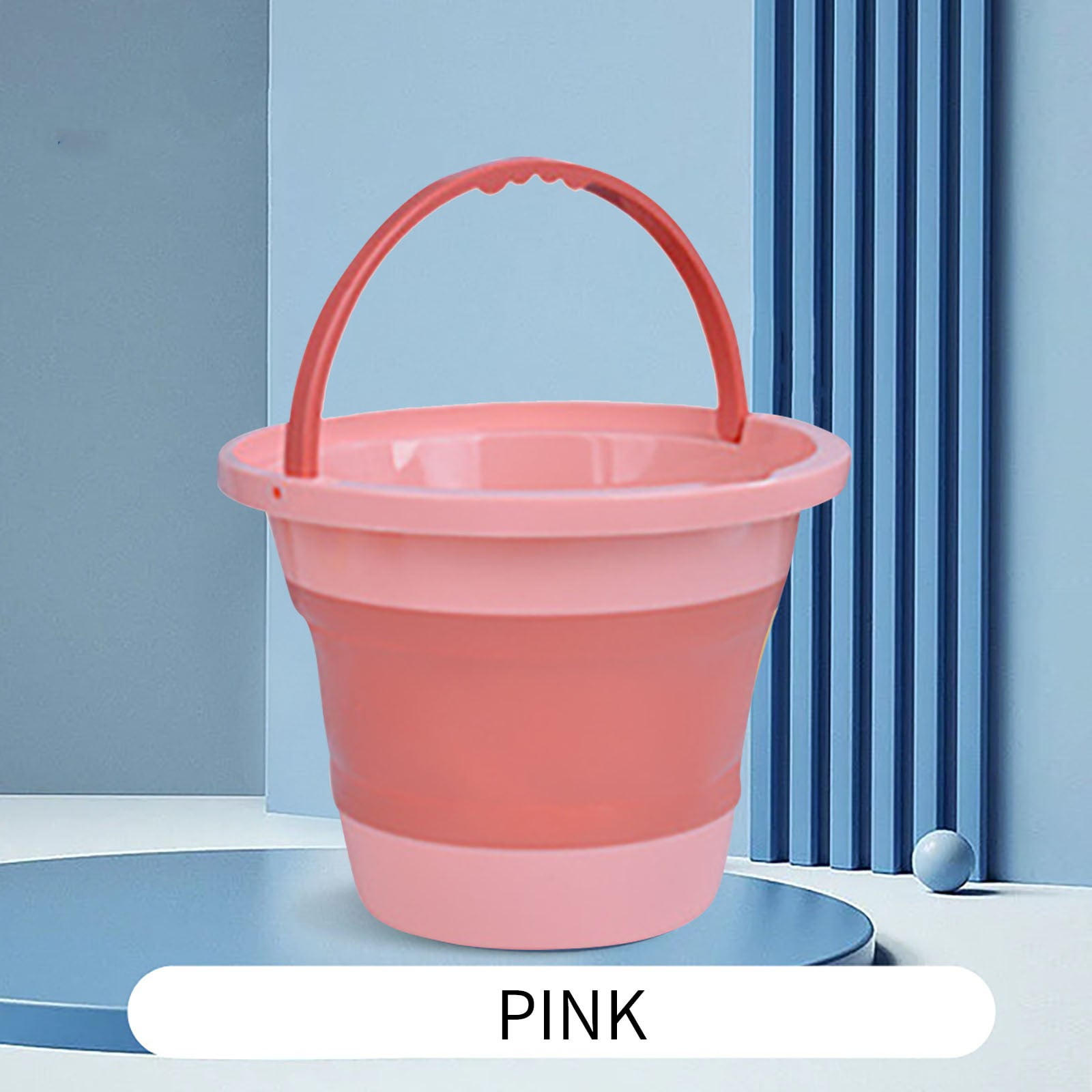 Collapsible Plastic Bucket, Foldable Round Tub with Handle, Folding ...