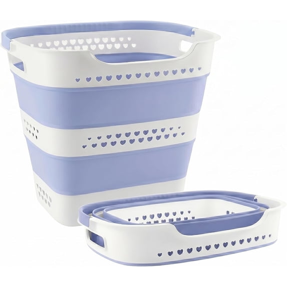 Collapsible Plastic Laundry Basket Hamper with Handles, Foldable Pop Up ...