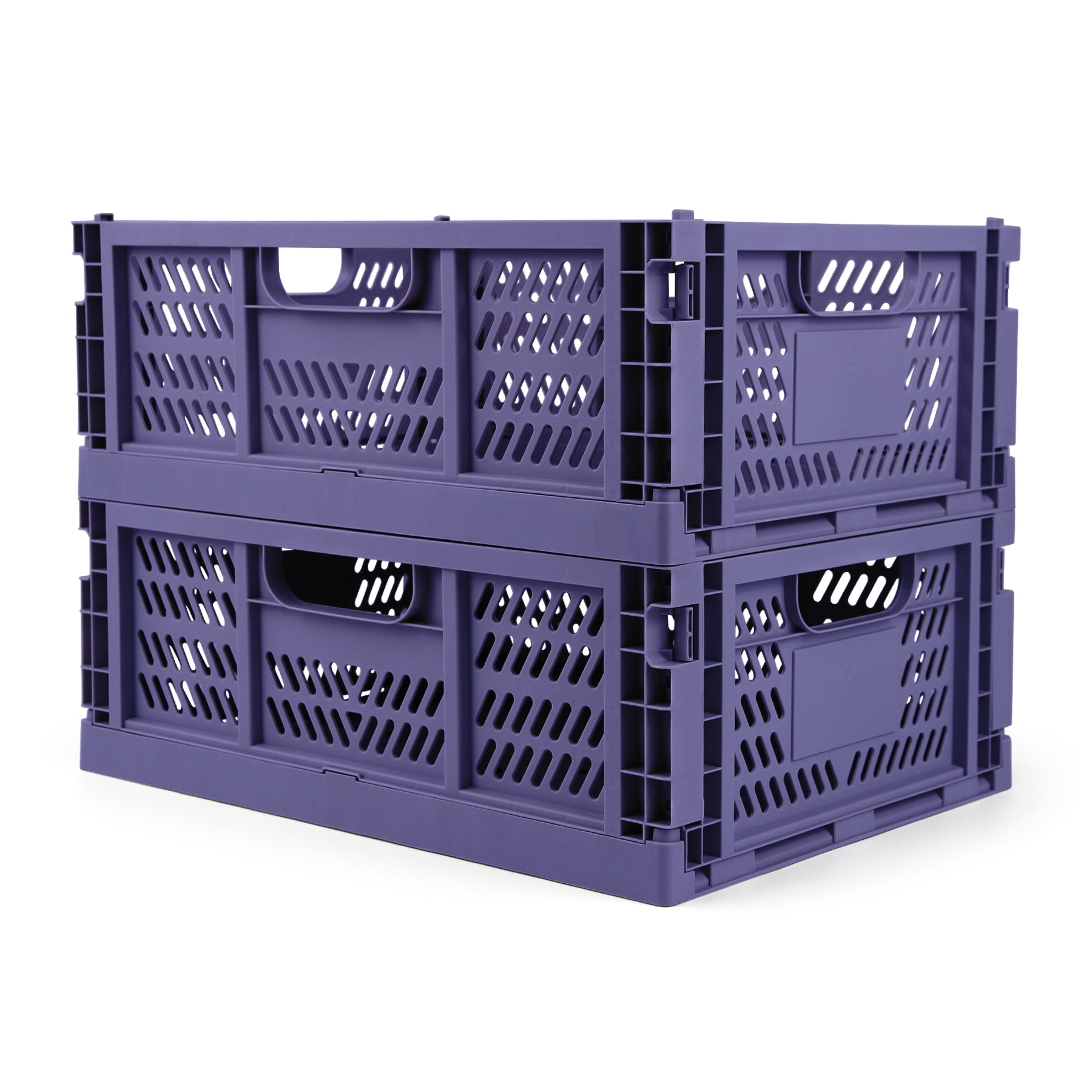 Collapsible Plastic Storage Crates, 16L, Blue, 2 Pack - Walmart.com
