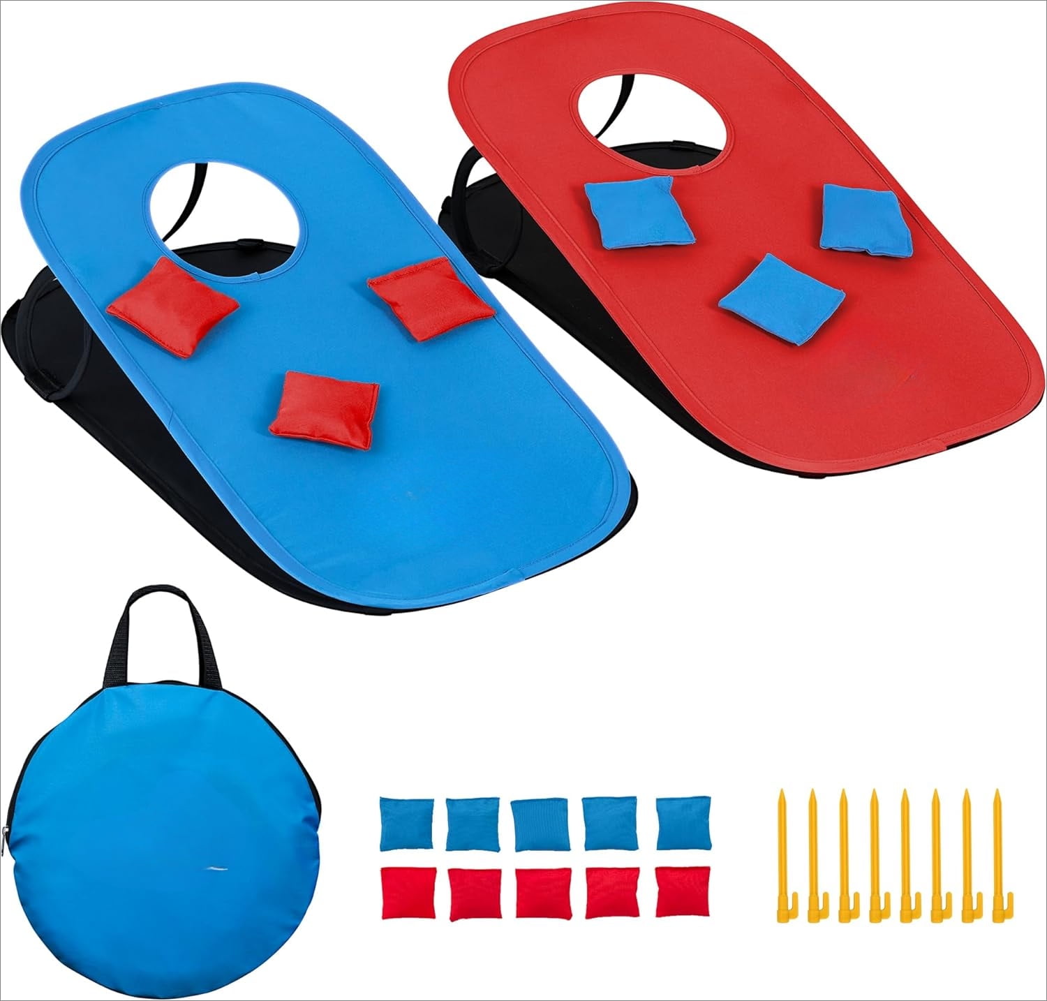 Collapsible Portable Cornhole Game Boards 10 Bean Bags Cornhole Set Tic ...
