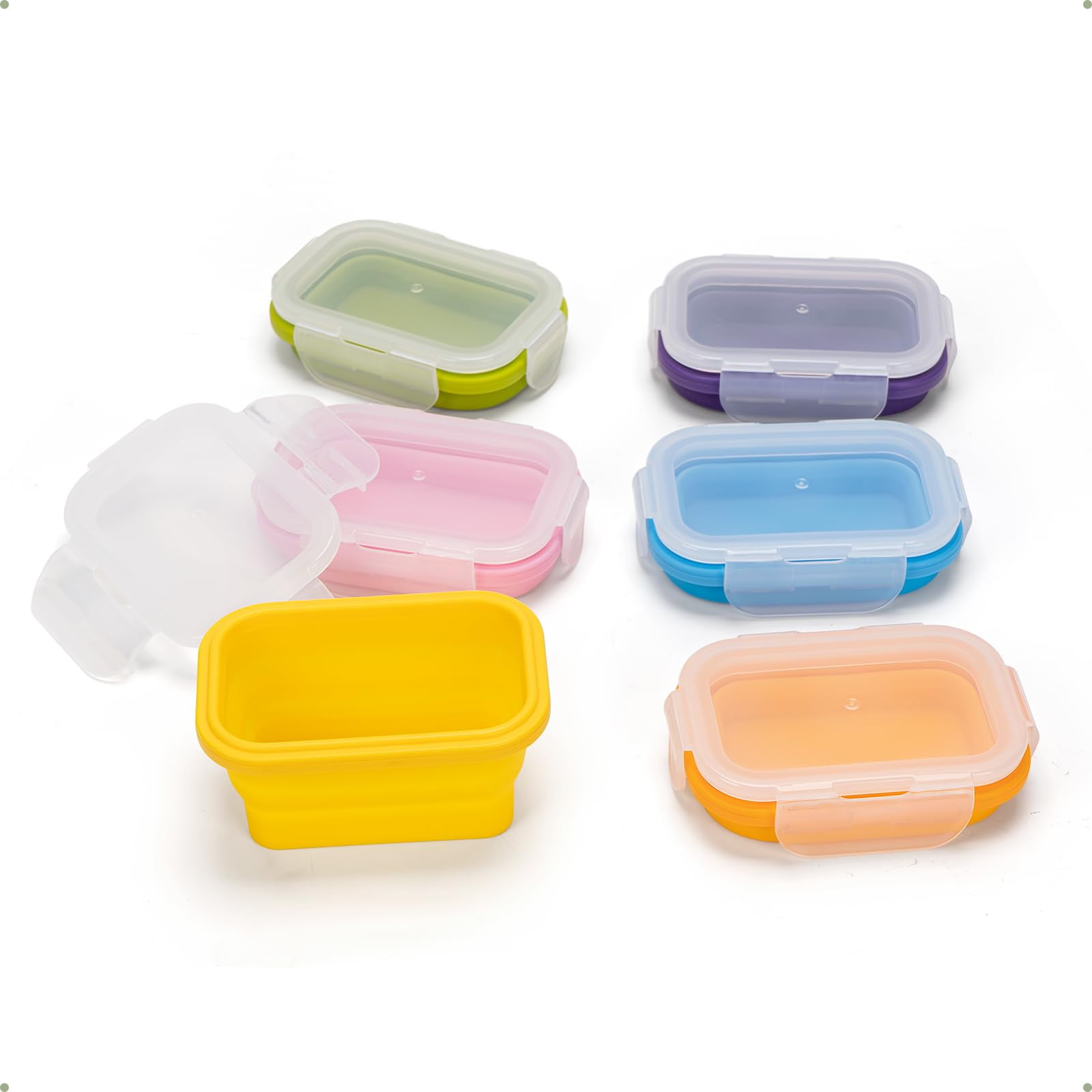 Collapsible Portion Control Containers with Lids, 6 Pack Small Silicone ...