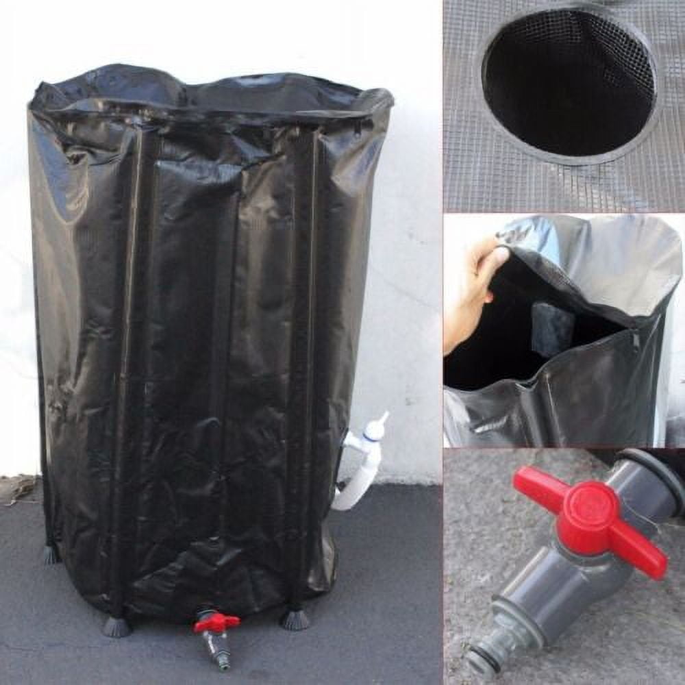 Collapsible Rain Water Barrel Collector Storage Spout Container Tank 66 ...