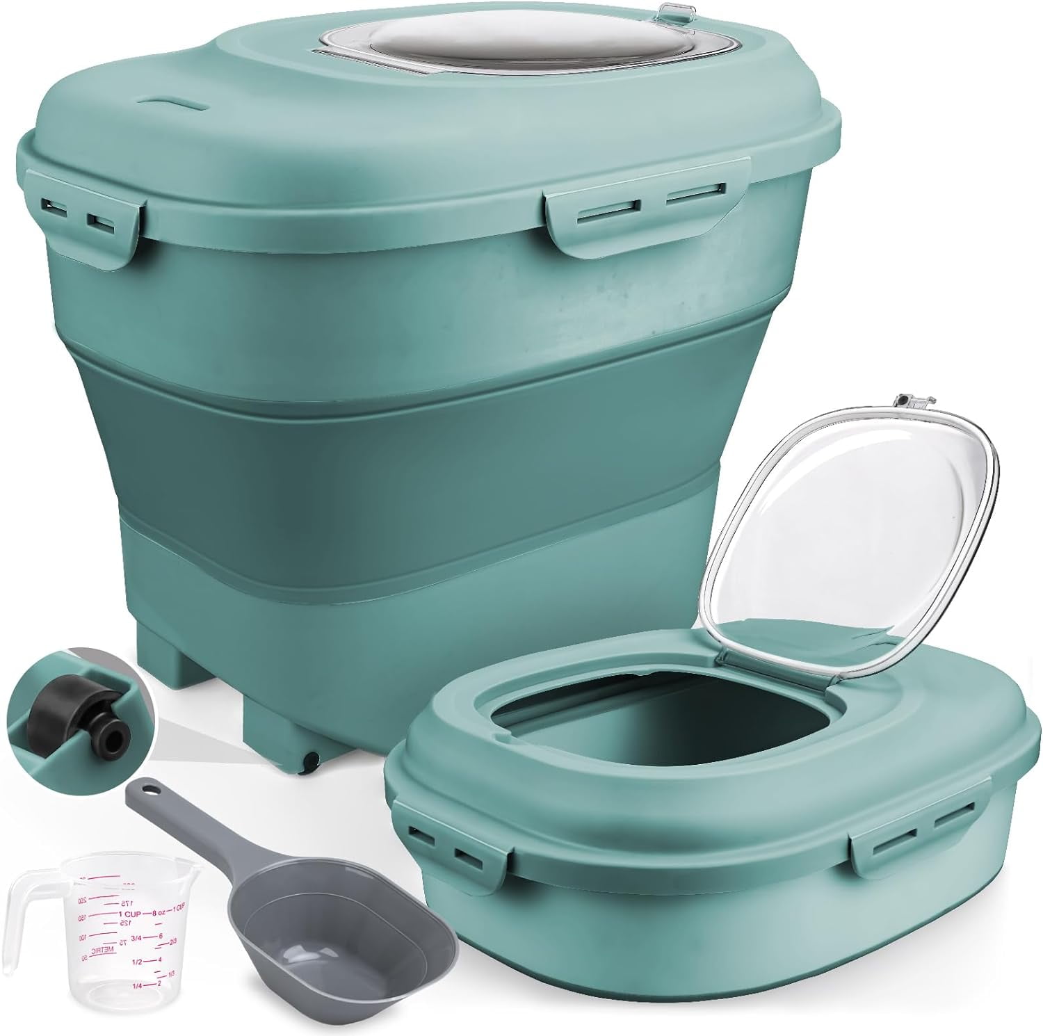 Collapsible Rice Storage Bin Cereal Containers | 13-50lb Capacity ...