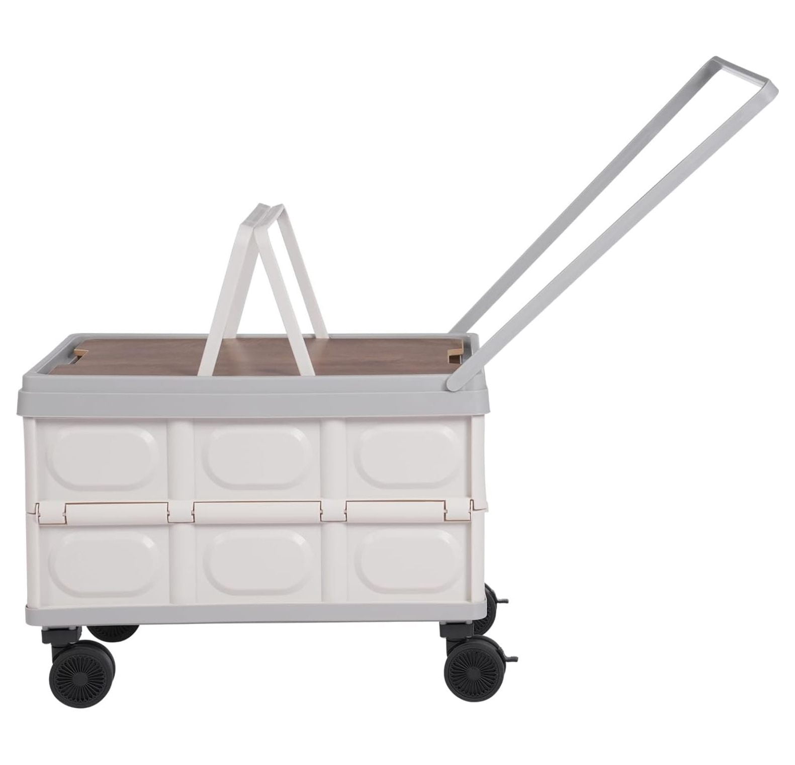 Collapsible Rolling Crate Portable Shopping Utility Cart Heavy Duty ...