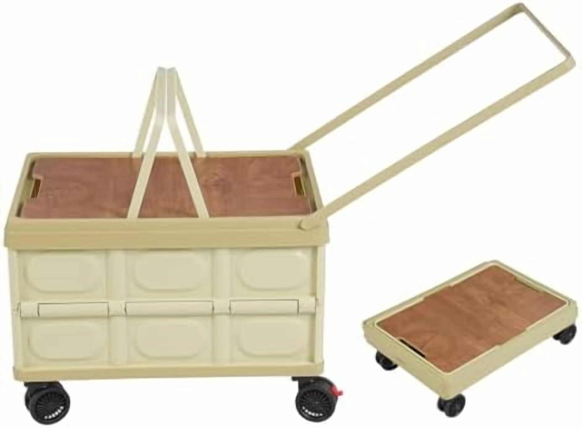 Collapsible Rolling Crate Portable Shopping Utility Cart Plastic ...