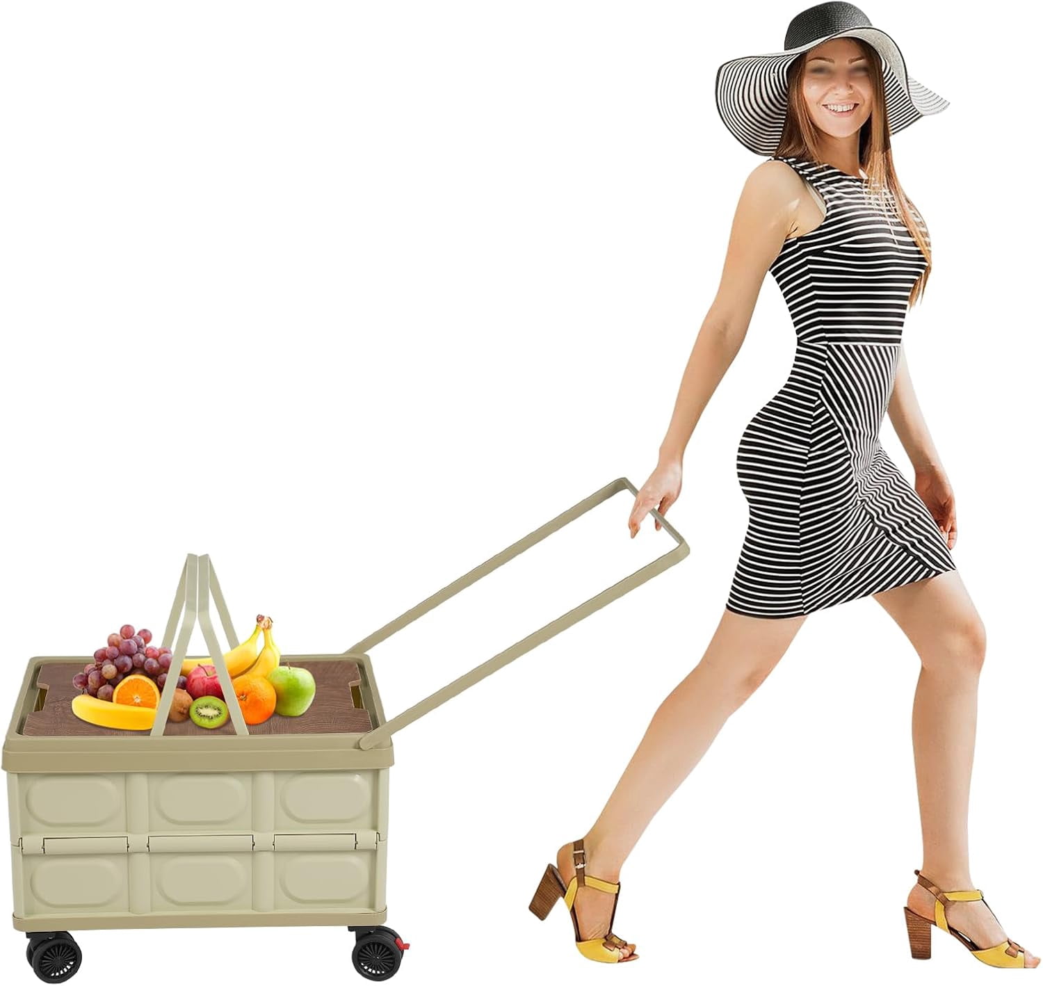 Collapsible Rolling Crate with Wheels, Foldable Utility Rolling Crate ...