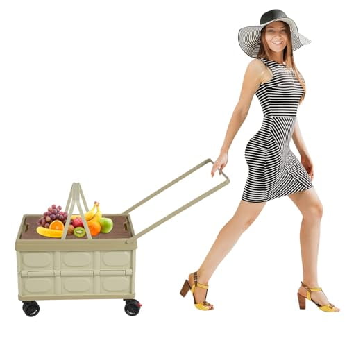 Collapsible Rolling Crate with Wheels, Foldable Utility Rolling Crate ...