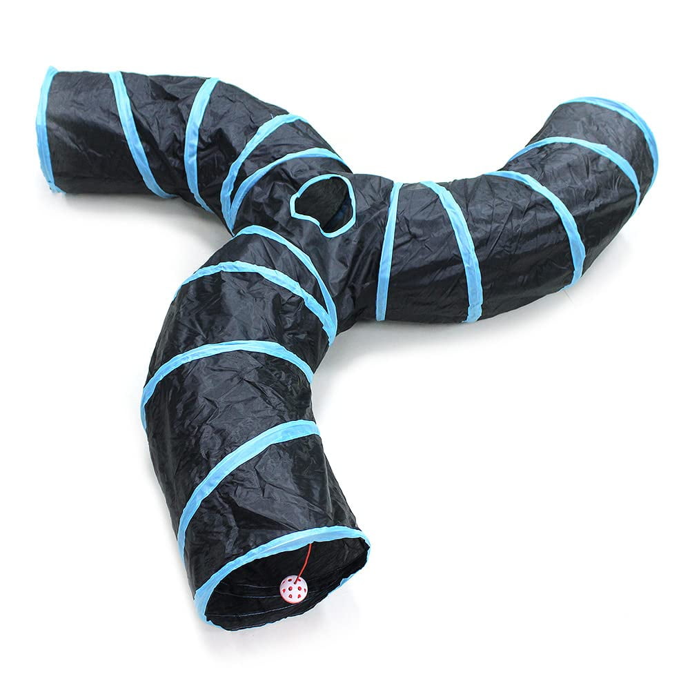 Collapsible S-Shape Cat Tunnels - 3-Way Interactive Maze Toy For Kitten ...