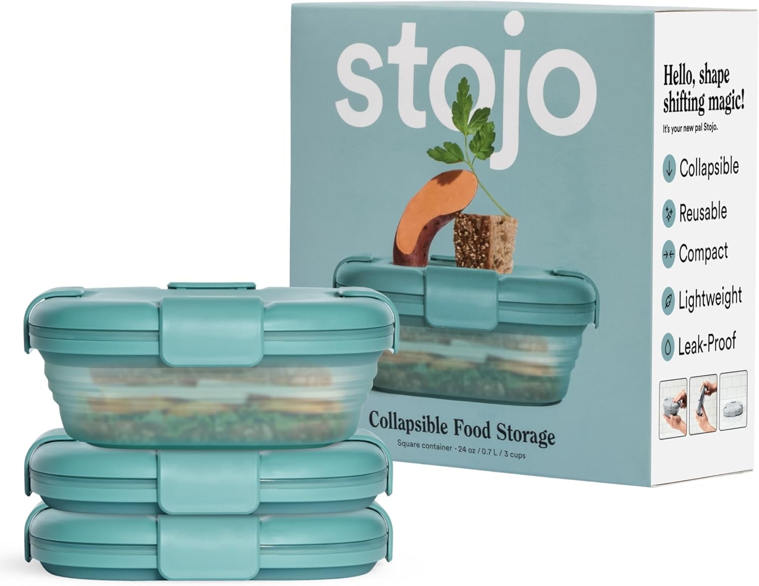 Collapsible Sandwich Box – 24oz, Reusable Food Storage Container ...