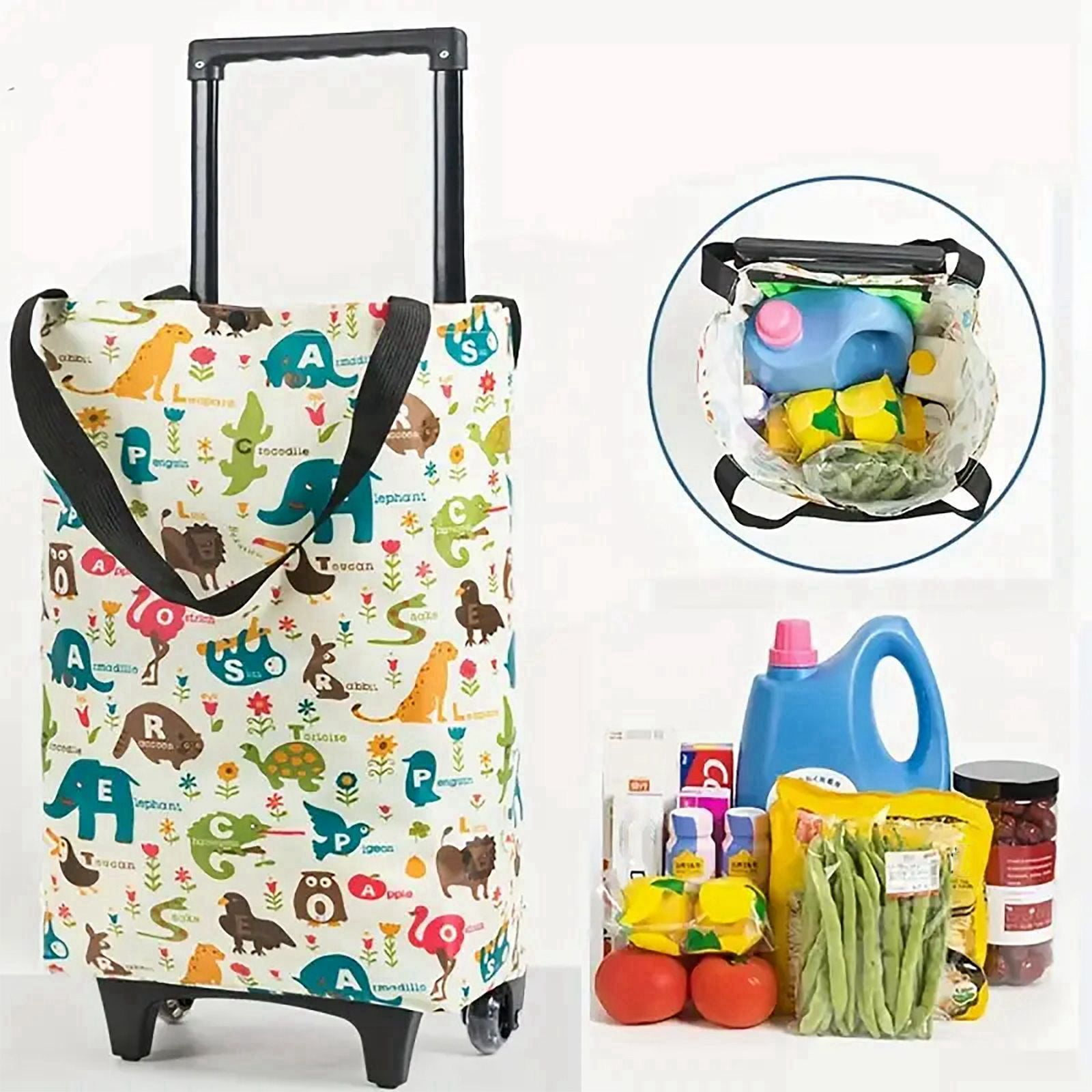Collapsible Shopping Cart Folding Portable Bag, Telescopic Storage Bag ...