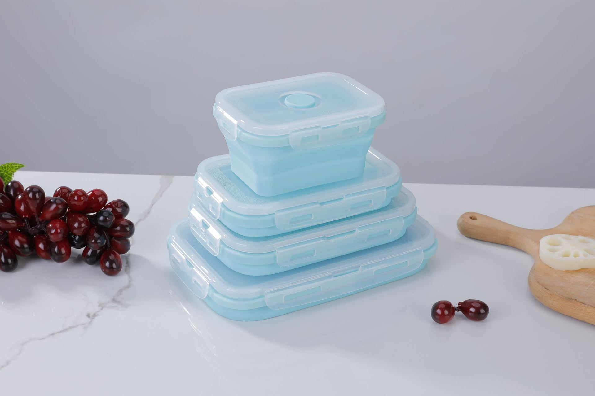 Collapsible Silicone Food Container Portable Bento Lunch Box Microware ...