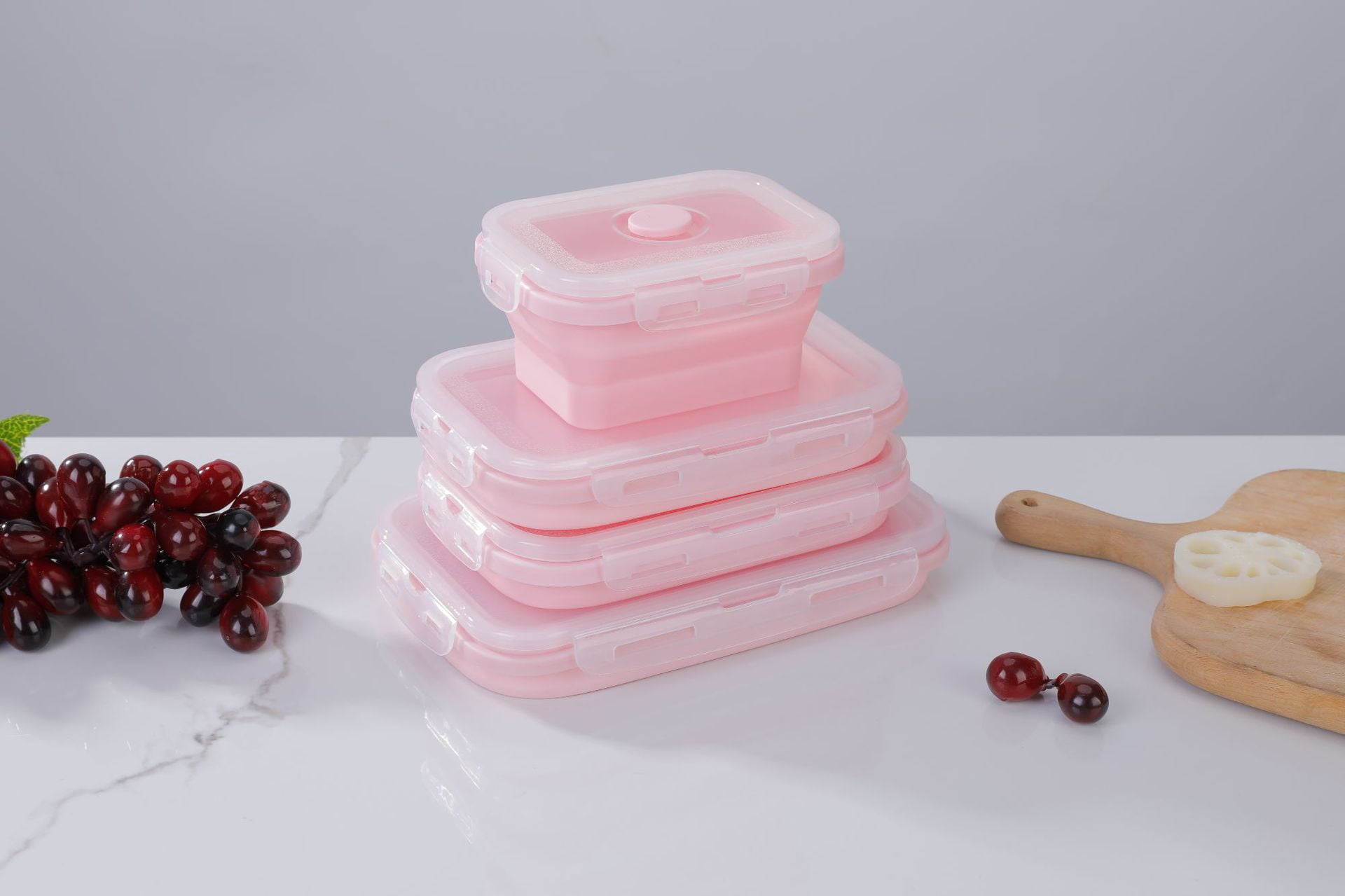 Collapsible Silicone Food Container Portable Bento Lunch Box Microware ...