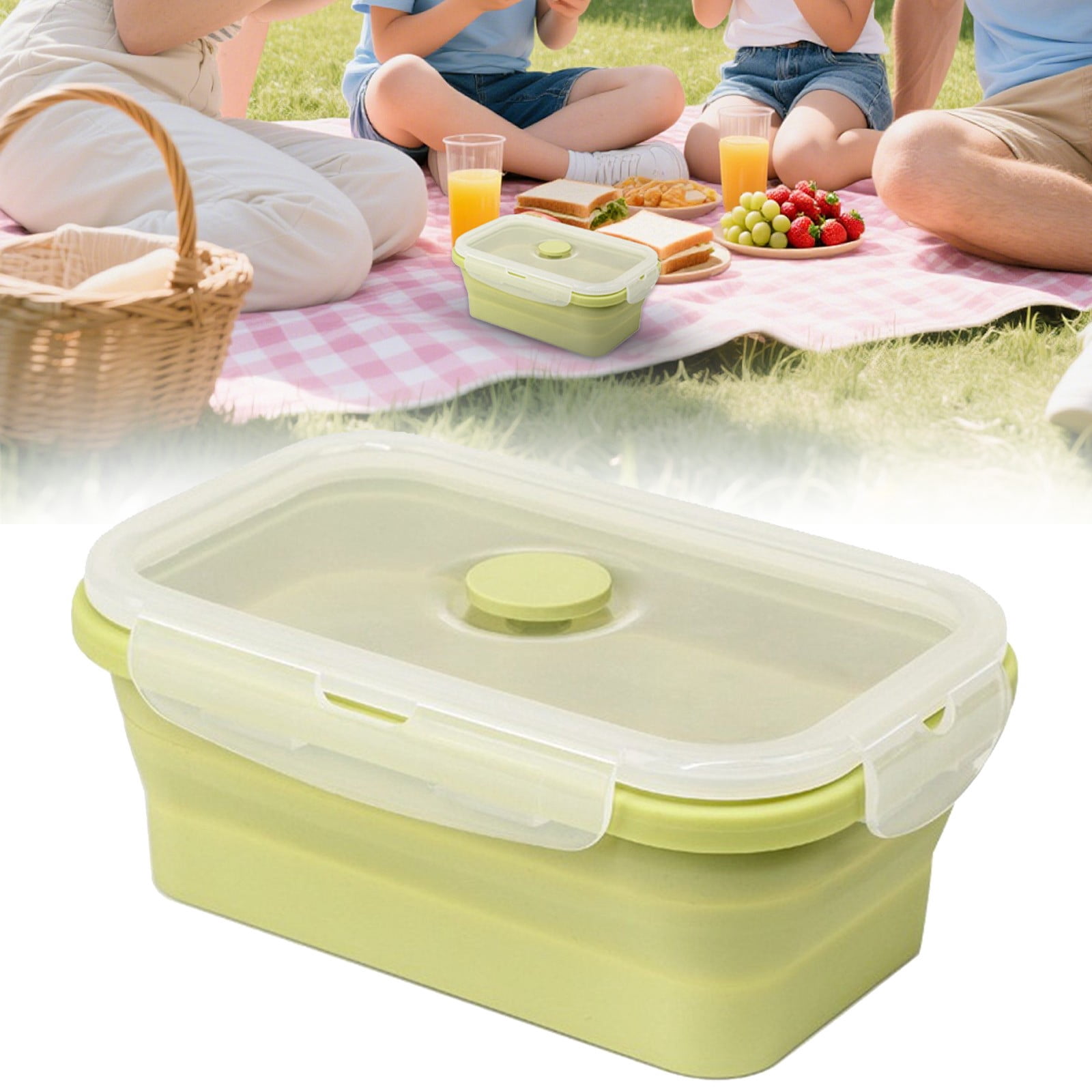 Collapsible Silicone Food Storage Container - Leak-Proof Bento Box for ...