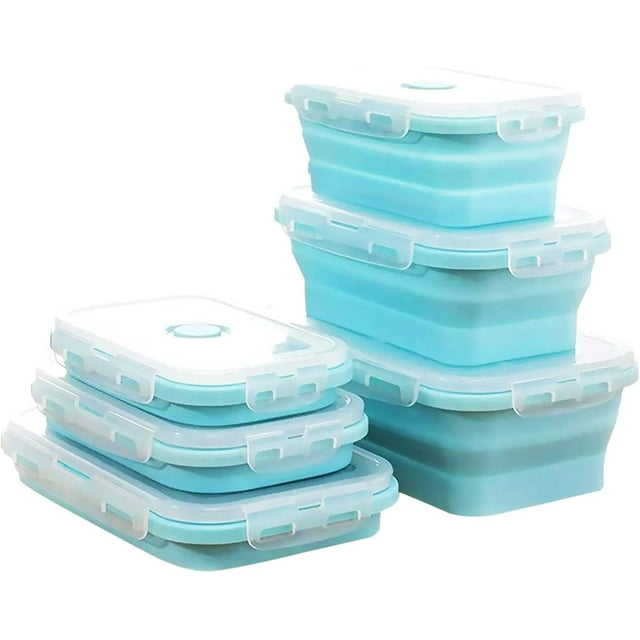 Collapsible Silicone Food Storage Container Set of 3 with Lids ...