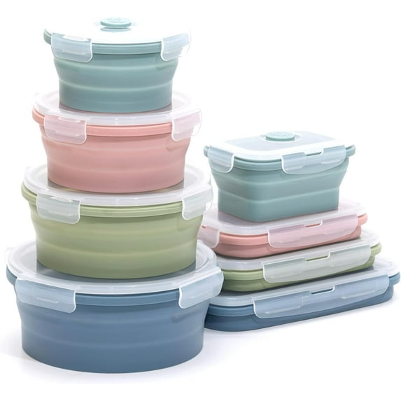 Collapsible Silicone Food Storage Container Set (INDIGO) - Walmart.com