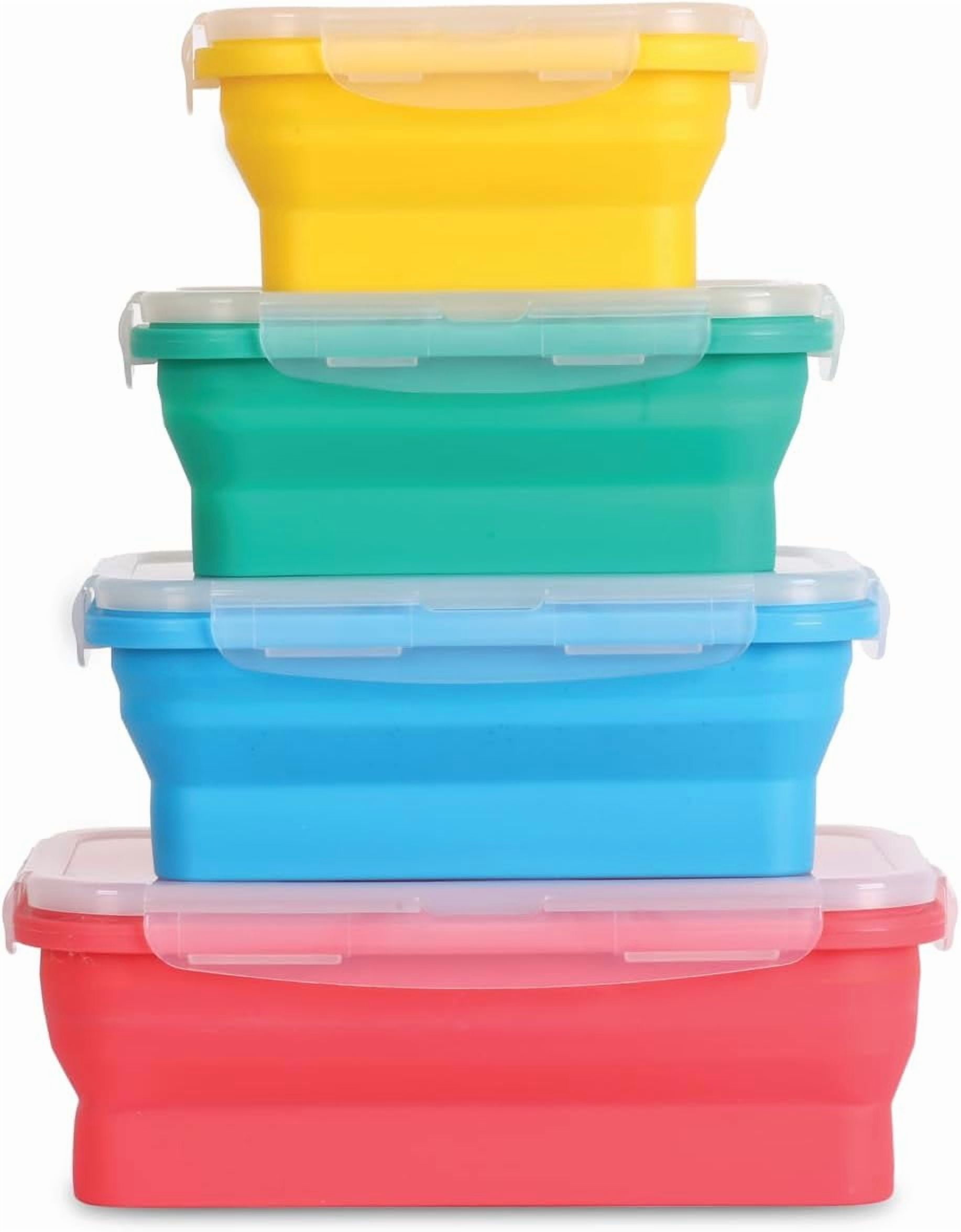 Collapsible Silicone Food Storage Containers with Lids, Set of 4, BPA ...