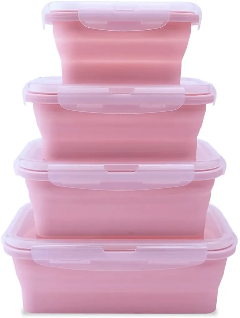 Collapsible Silicone Food Storage Containers with Lids, BPA Free ...