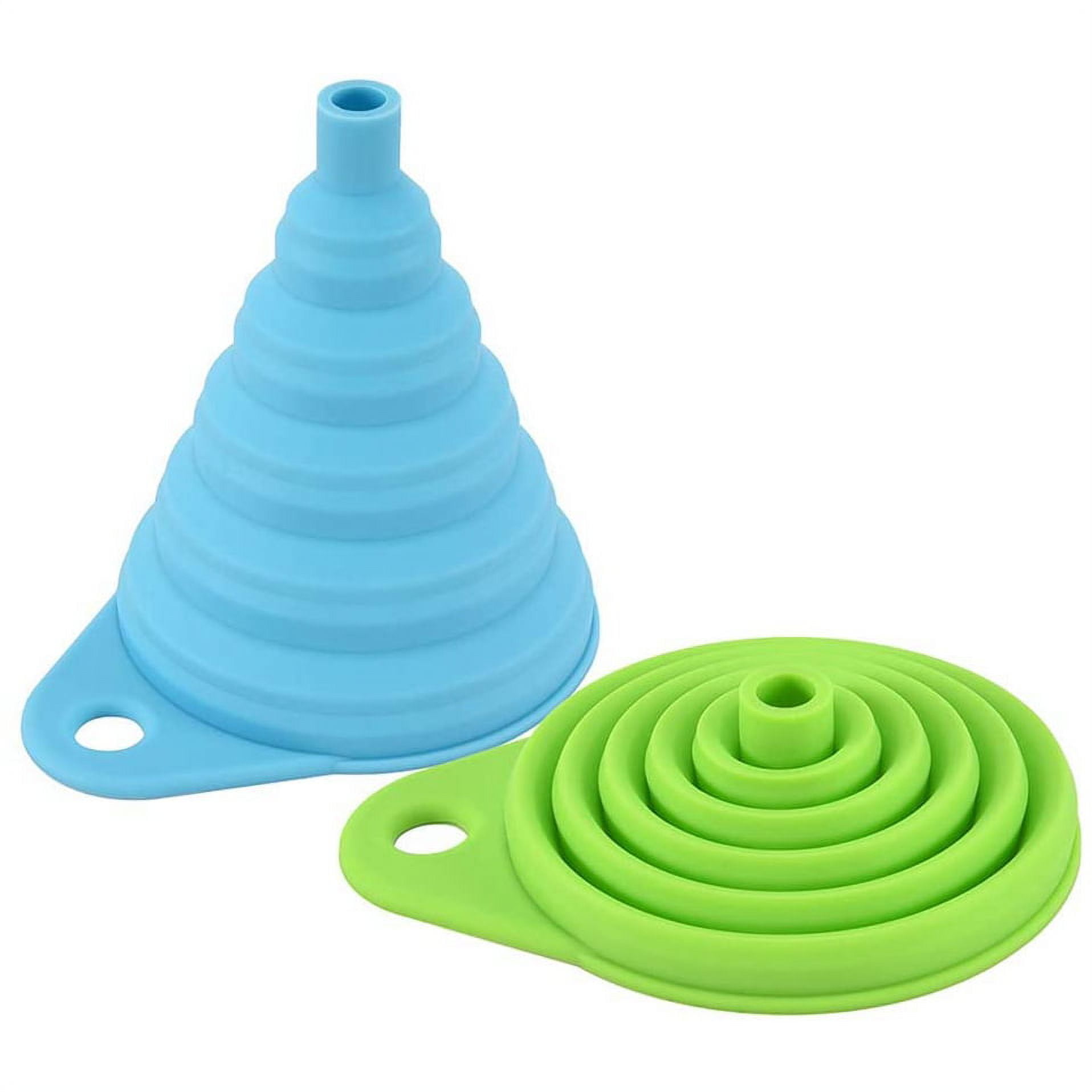 Collapsible Silicone Funnel Set, 2 Pack Large and Wide Fold Funnels for ...