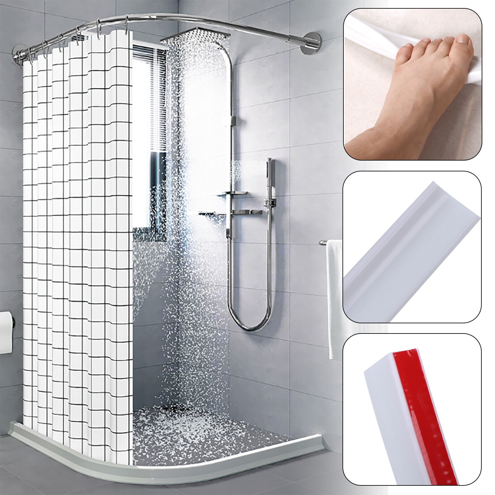 Collapsible Silicone Hose Shower Threshold Water Dam Silicone Retaining ...