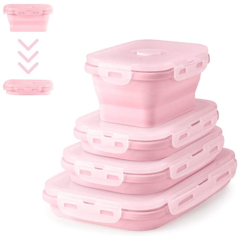 Collapsible Silicone Lunch Bento Box, Portable Food Storage Container ...