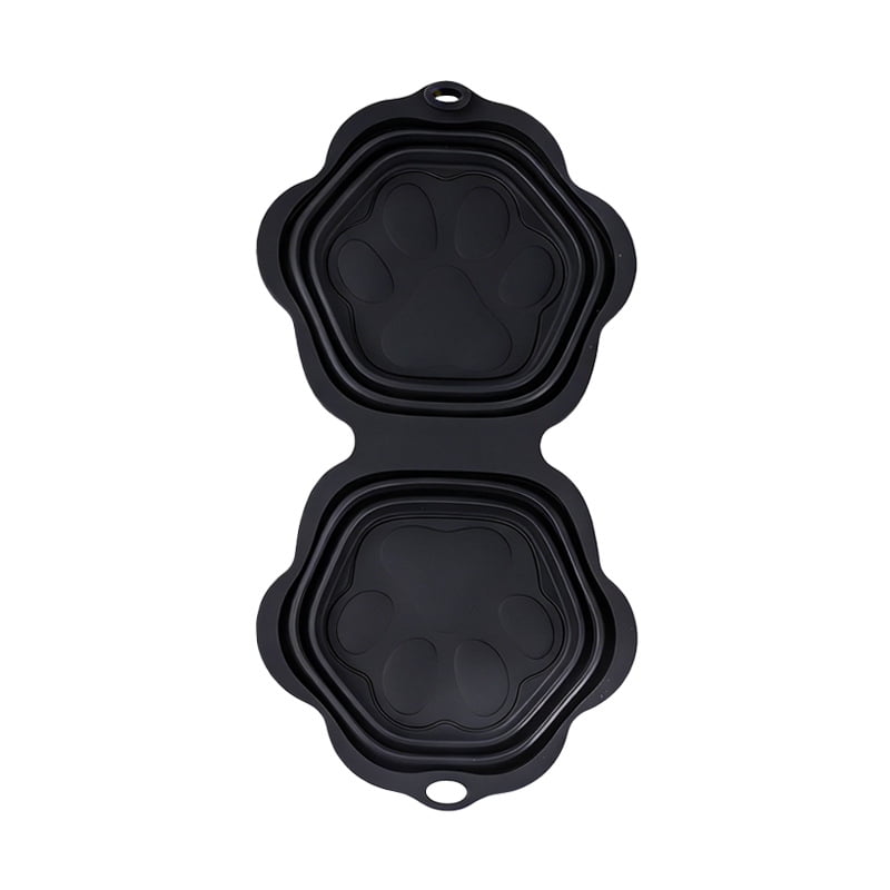 Collapsible Silicone Pet Double Bowl for Food & Water, Portable Travel ...